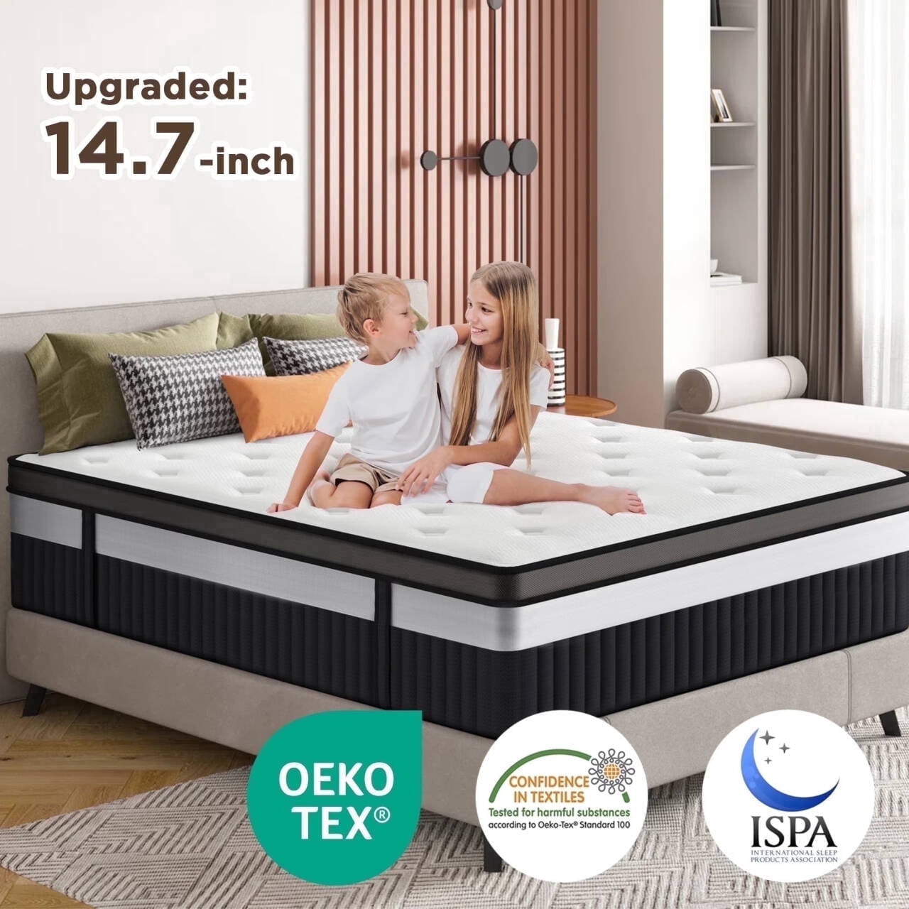Famistar King Size 13 Inch Memory Foam Hybrid Mattress, Breathable ...