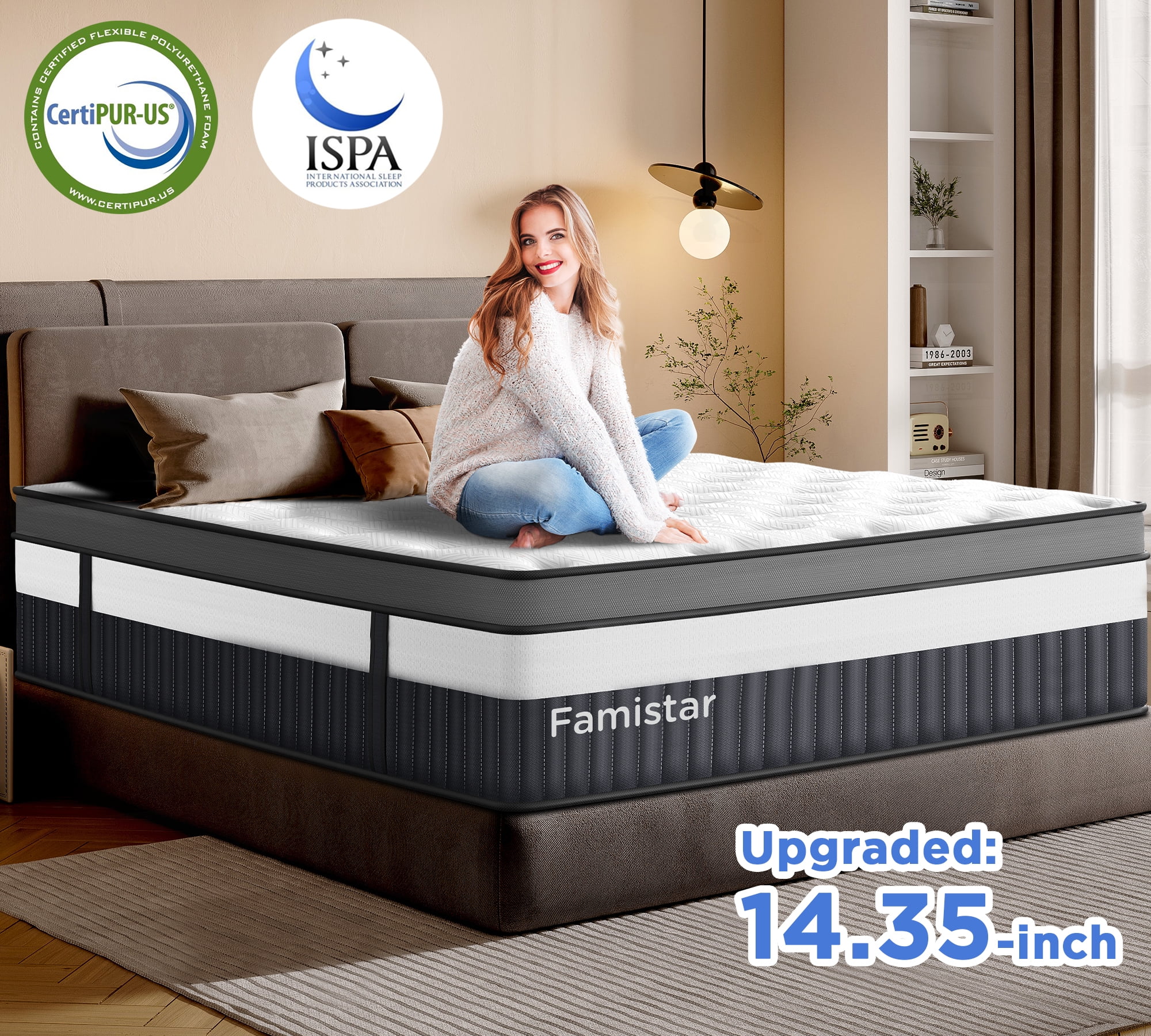 Famistar 14In Queen Mattress In a Box, Breathable Mattress w/ Gel ...