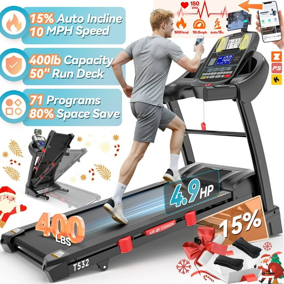 GOYOUTH Walking Pad Treadmill, 2 in 1 Under Desk Treadmill with 5% ...