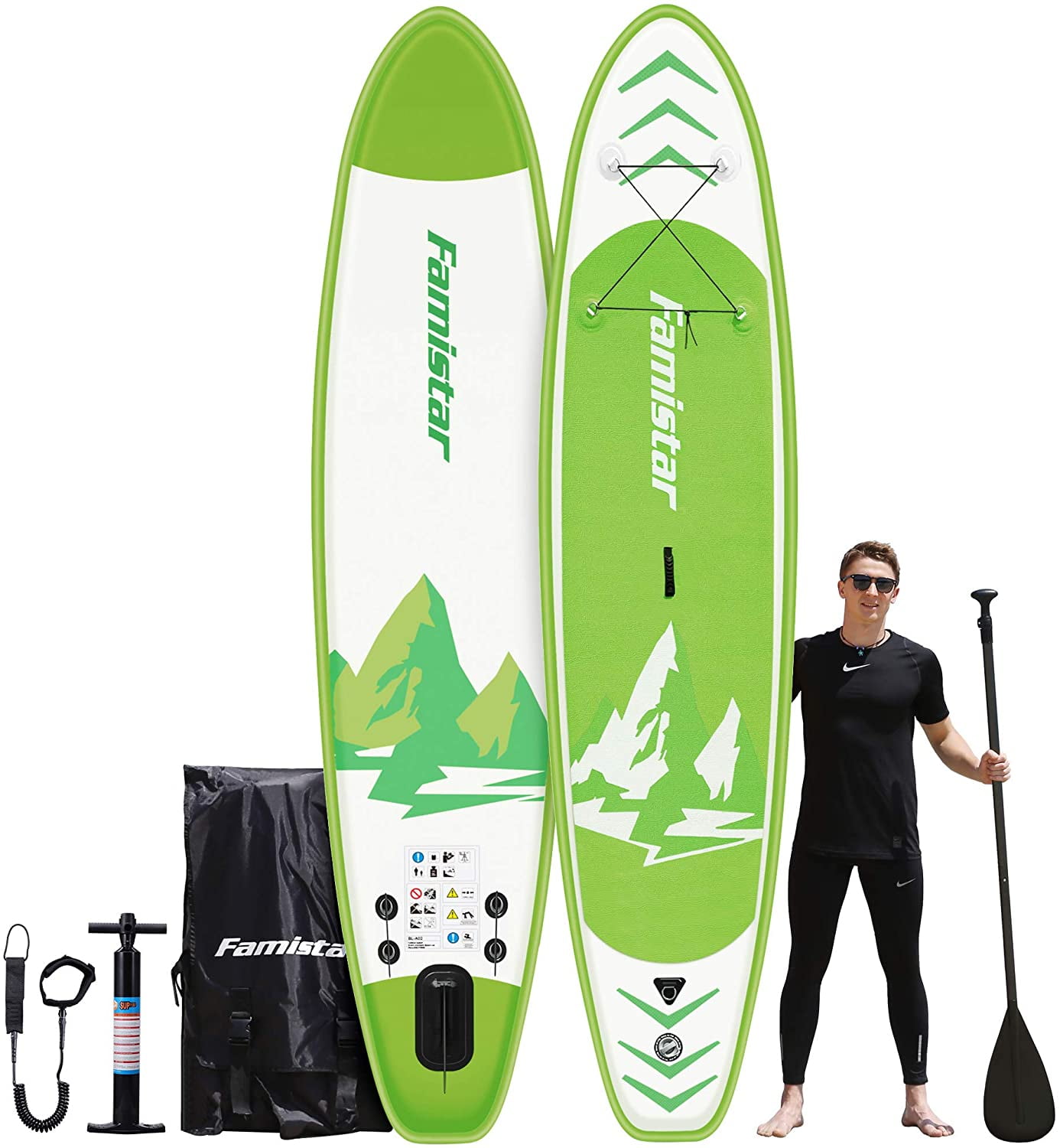 Famistar 8'7" Inflatable Stand Up Paddle Board 6"Thick SUP w/ 3 Fins ...