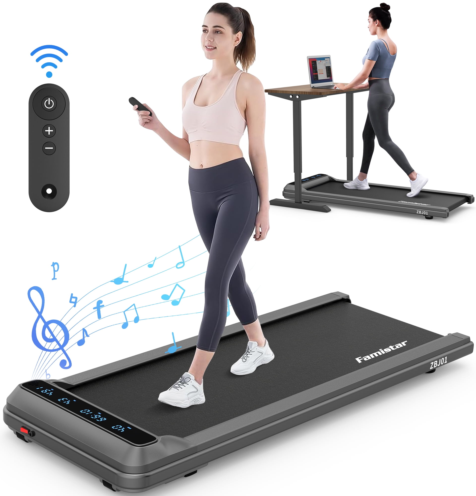 Famistar Walking Pad, 45*16 Walking Area Under Desk Treadmill for Home ...