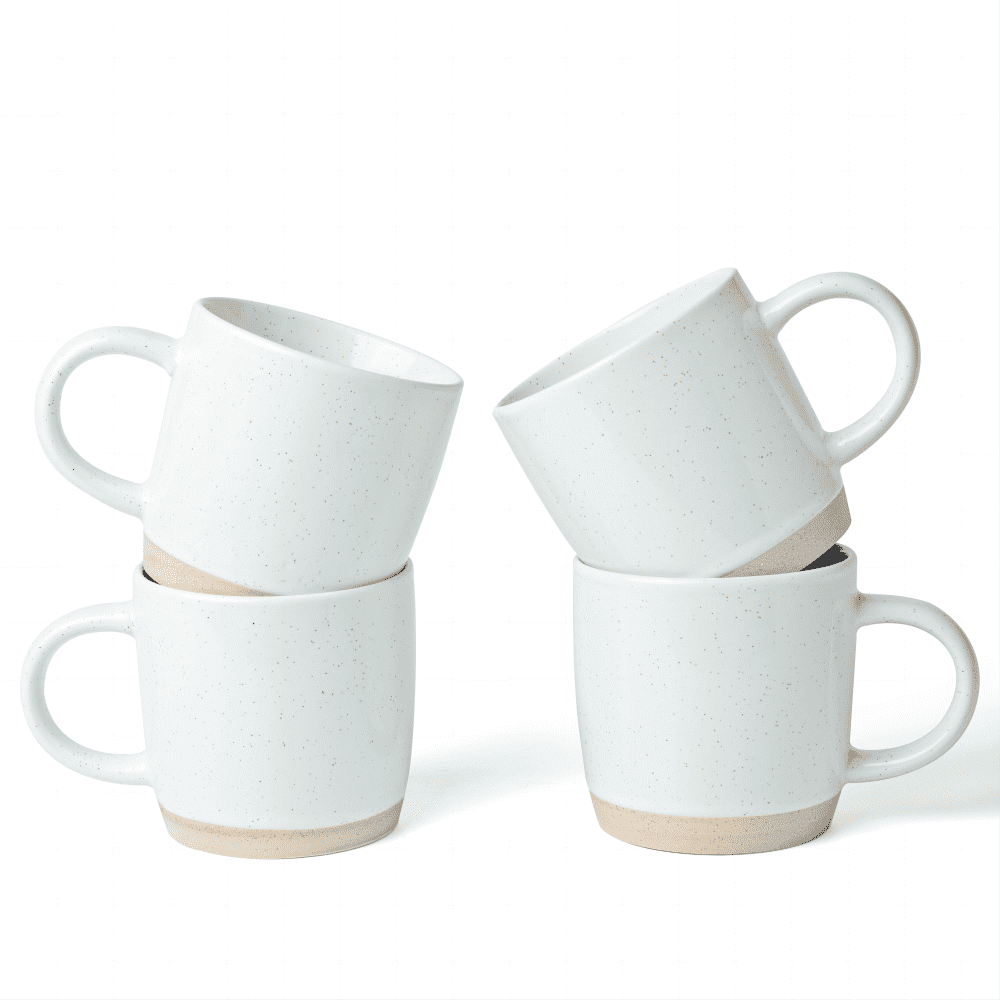 Famiware 14oz Stoneware Coffee Mug, Service for 4, White - Walmart.com