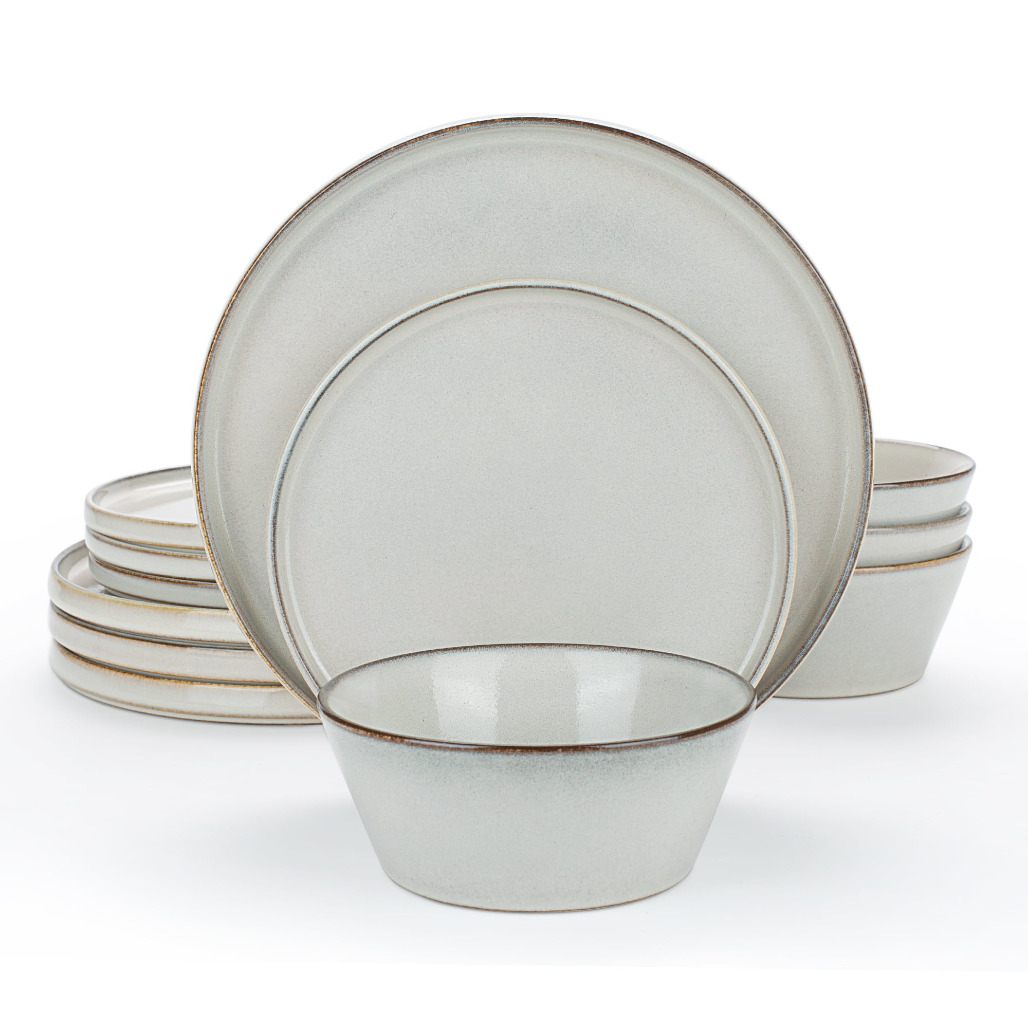 Famiware Annecy Plates and Bowls Sets, Dinnerware Set for 4, 12 Pieces ...