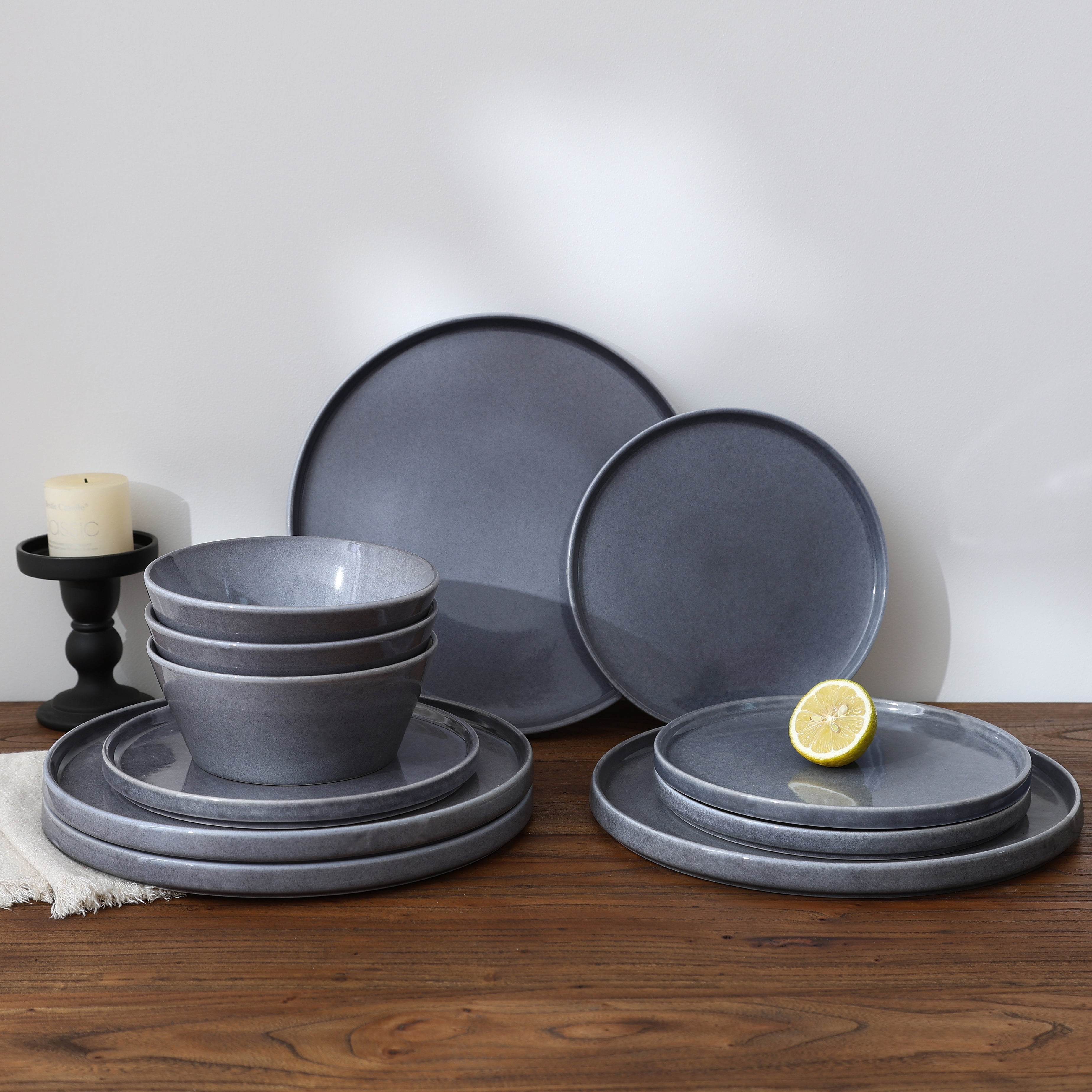 Famiware Annecy Plates and Bowls Sets, Dinnerware Set for 4, 12 Pieces ...