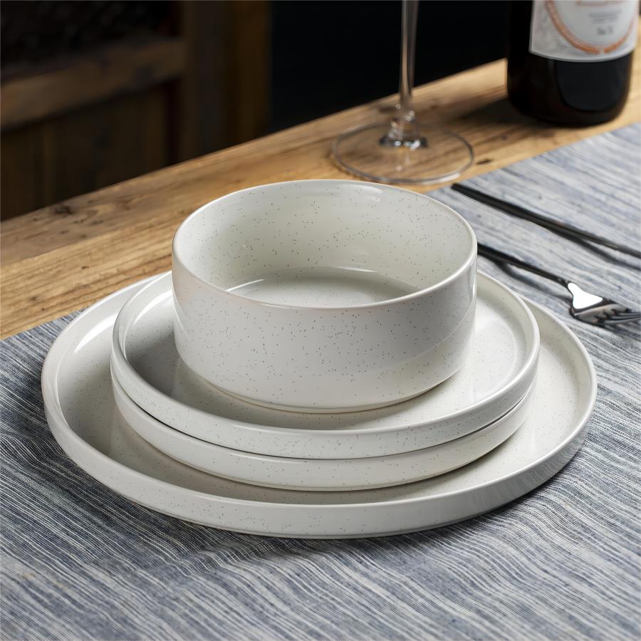 Elama Rippled Tides 12 Piece Lightweight Melamine Dinnerware Set in ...