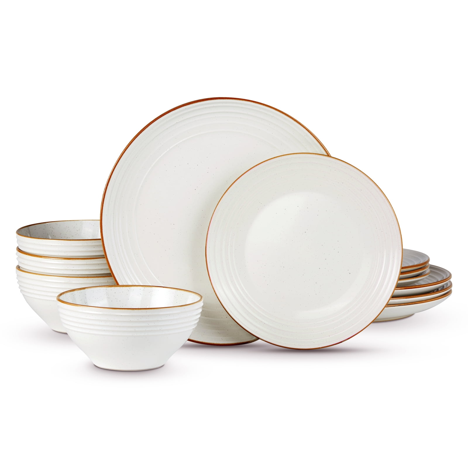 Famiware Eden Stoneware Dinnerware Sets, 12-Piece Dish Set, White ...