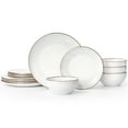 Famiware Eden Stoneware Dinnerware Sets, 12-Piece Dish Set, White ...