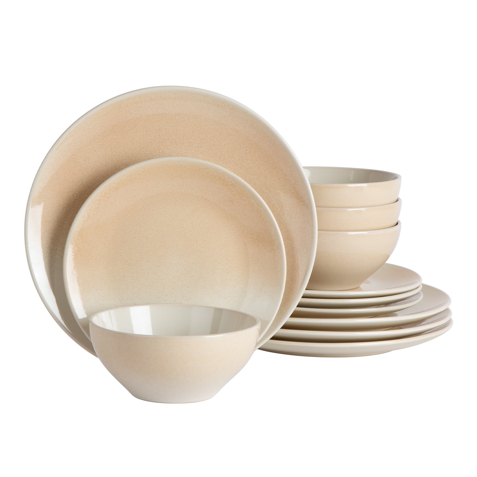 Famiware Glacier Stoneware Dinnerware Sets, 12-Piece Dish Set, Honey ...