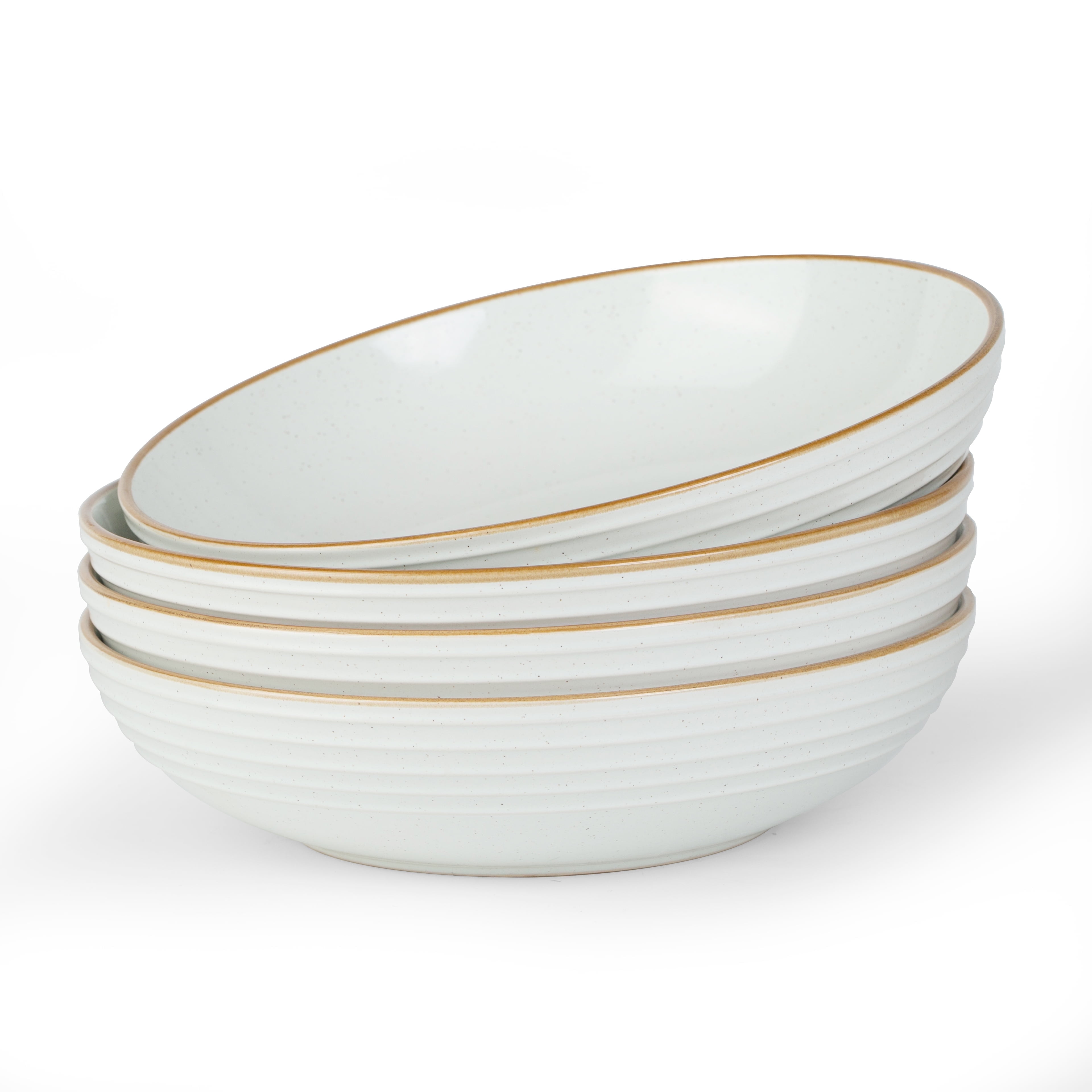Famiware Jupiter 4-Piece Stoneware 30 oz Pasta Bowls Sets, White ...
