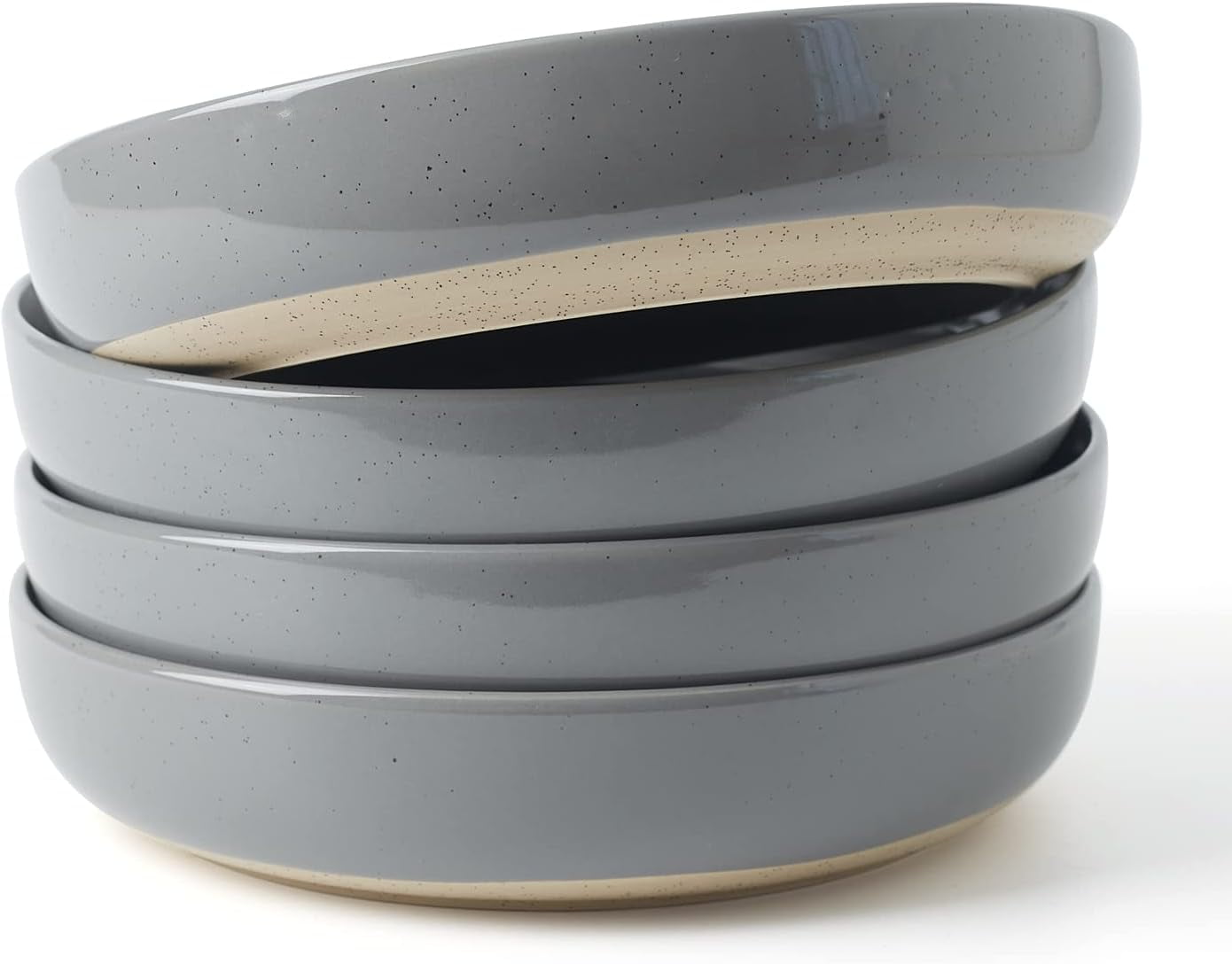 Famiware Milkyway 4-Piece Stoneware 33 oz Pasta Bowl Set, Dark Gray ...