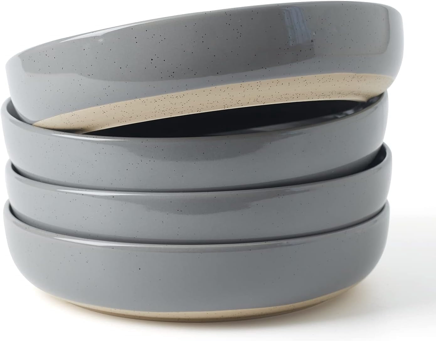 Famiware, Milkyway 4-Piece Stoneware Pasta Bowl Set, 33 oz, Dark Gray ...