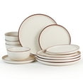 Famiware Moonbeam Stoneware Dinnerware Sets,12-Piece Dish Set,Quartz ...