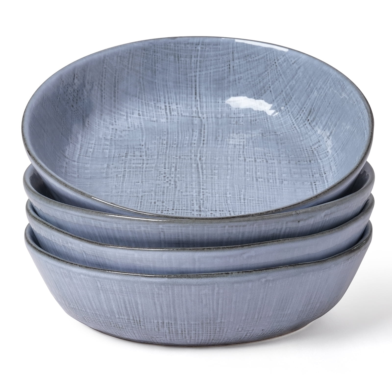 Famiware Moonlight 4-Piece Stoneware 32 oz Pasta Bowls Sets, Blue ...