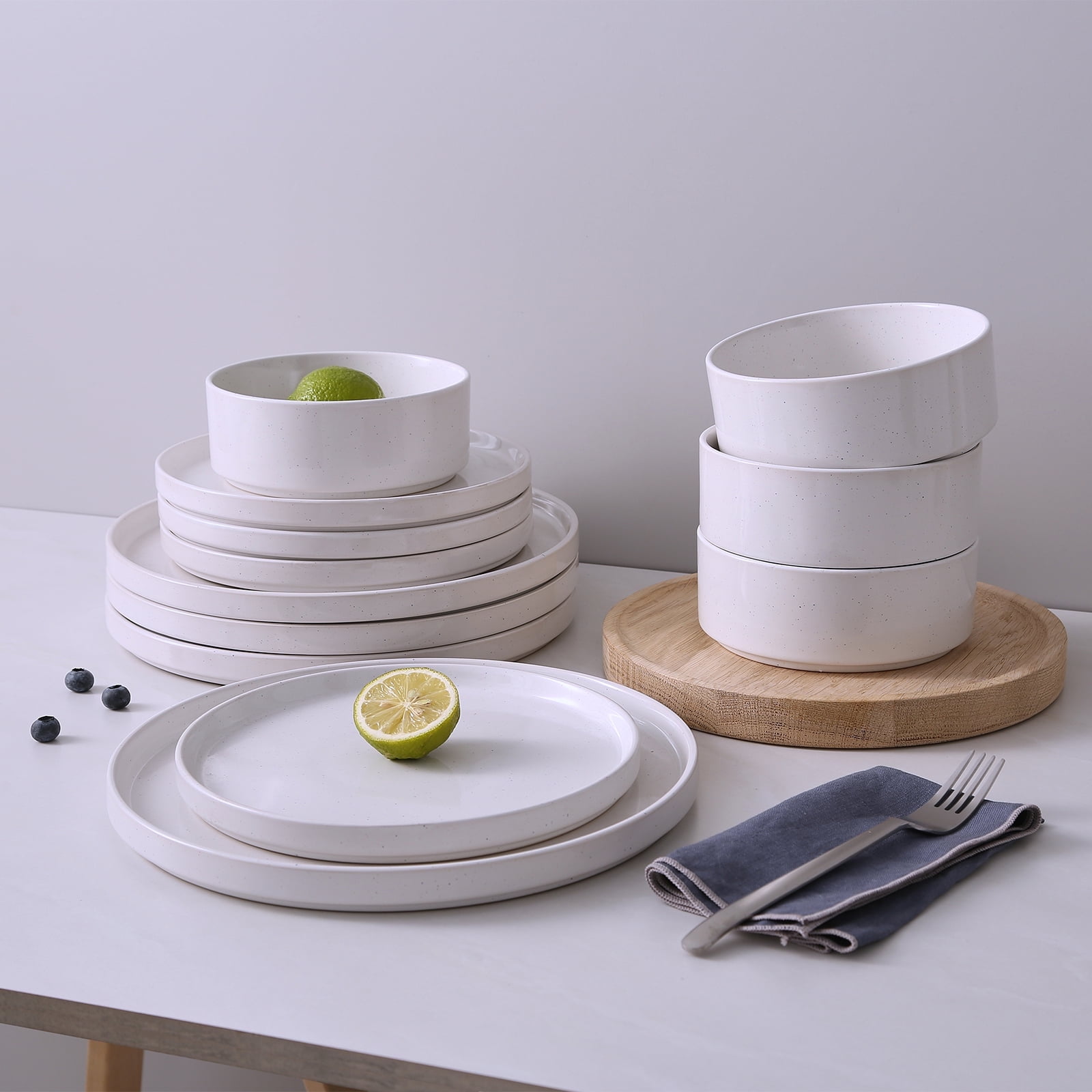 Famiware Nebula Plates and Bowls Set, 12 Pieces Dinnerware Sets, Dishes ...