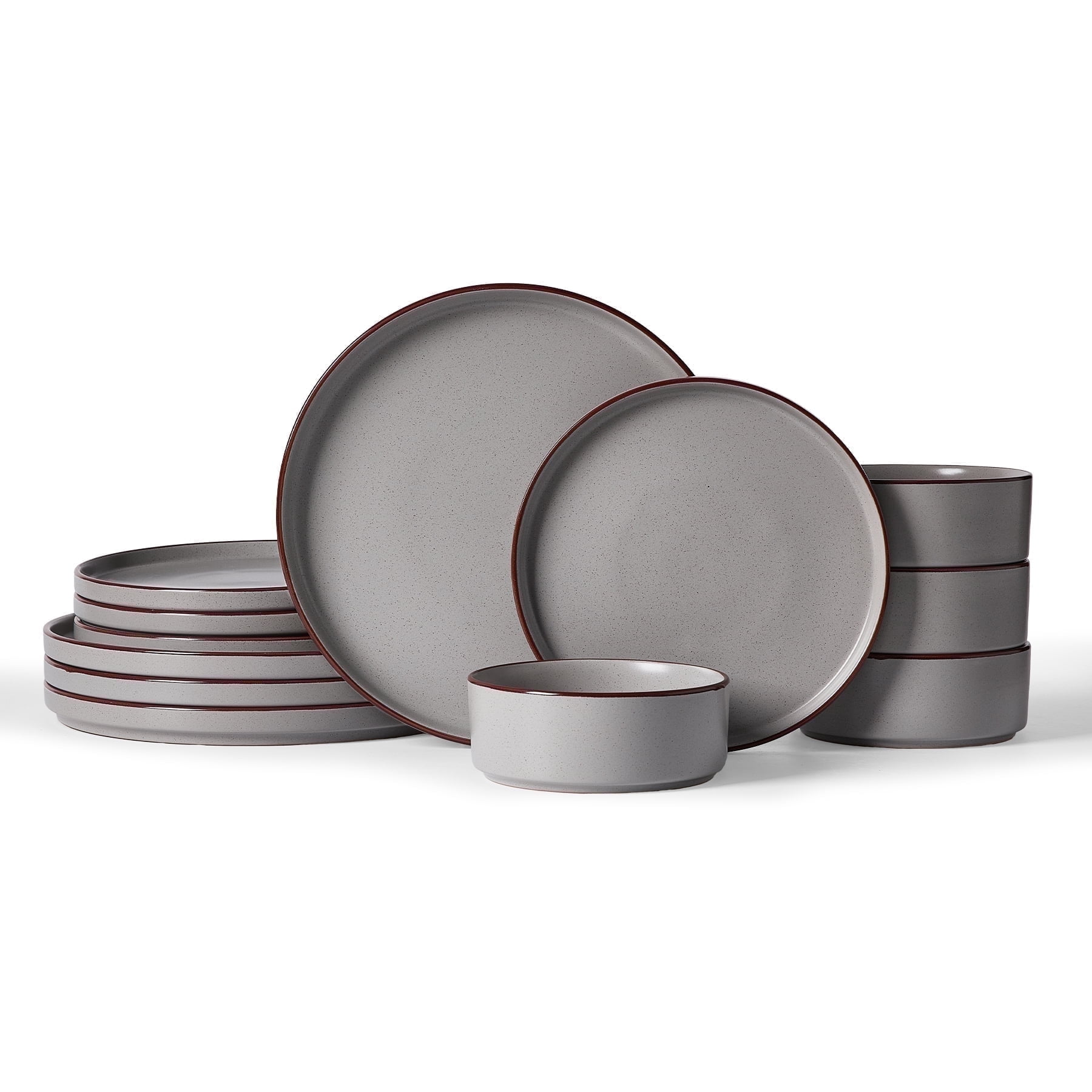 Famiware, Nebula Stoneware Dinnerware Set, 12-Piece, Dark Gray ...