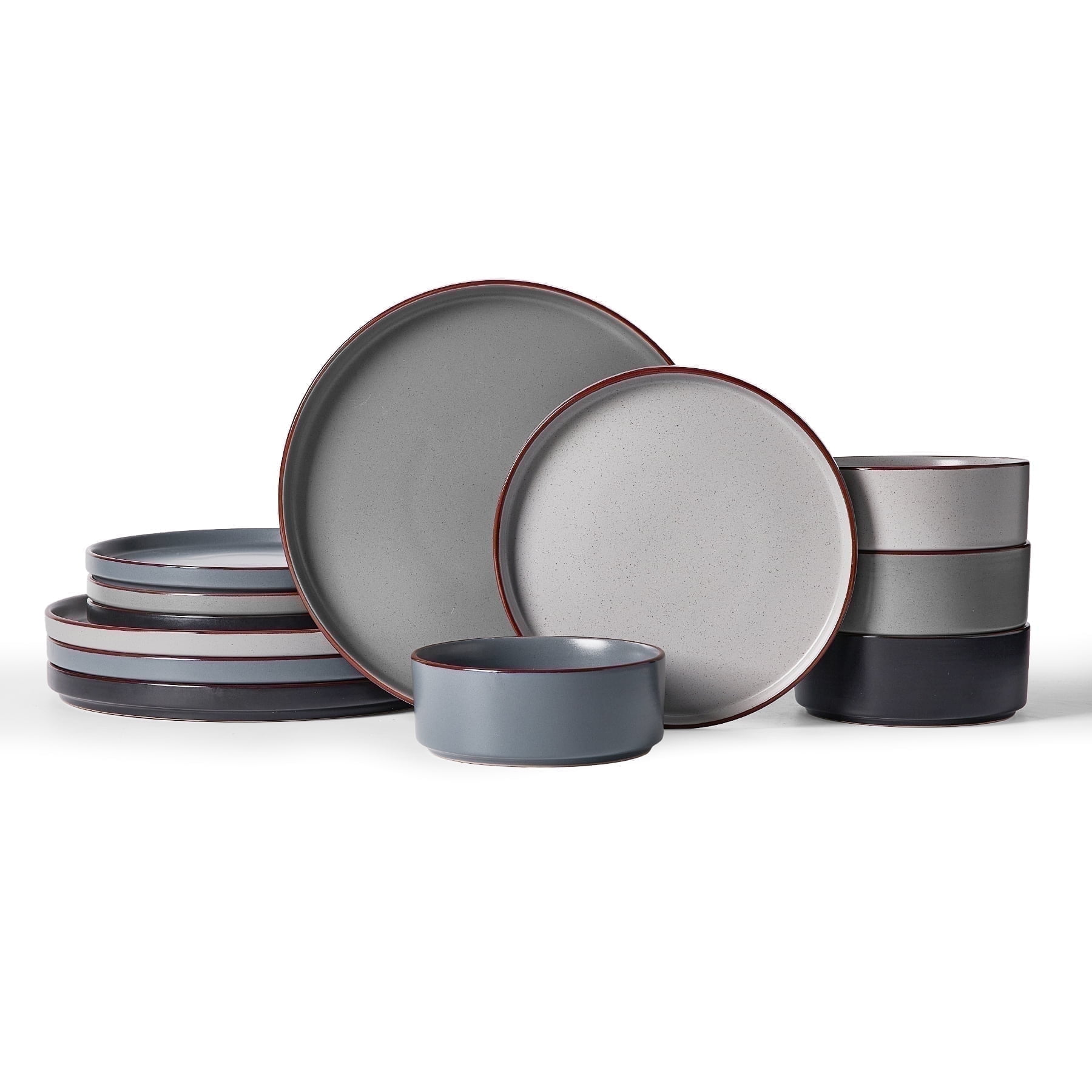 Famiware Nebula Stoneware Dinnerware Sets, 12-Piece Dish Set, Multi ...