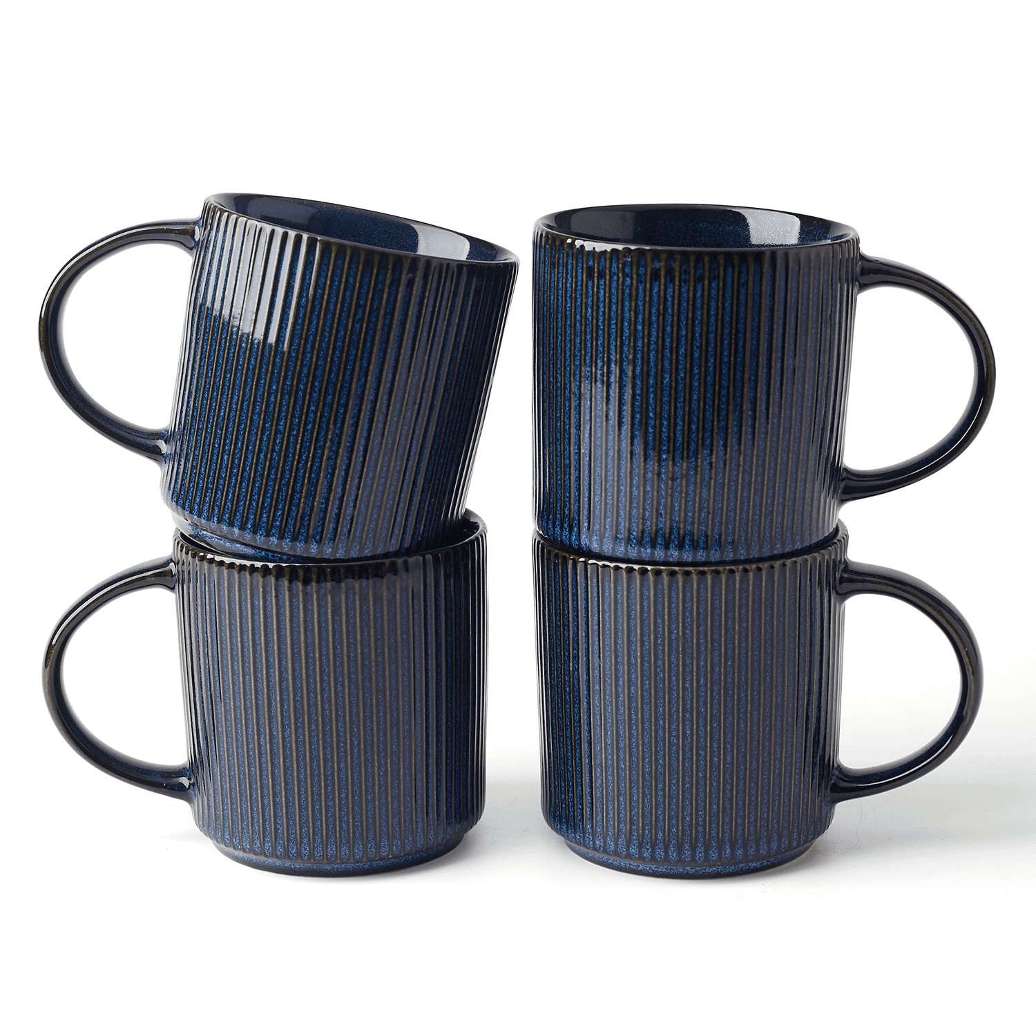 Famiware Star 4-Piece Stoneware 12 oz Coffee Mug Set, Nebulas Blue ...