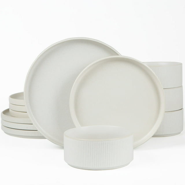 Famiware Star Stoneware Dinnerware Sets, Plates and Bowls Set for 4, 12 ...