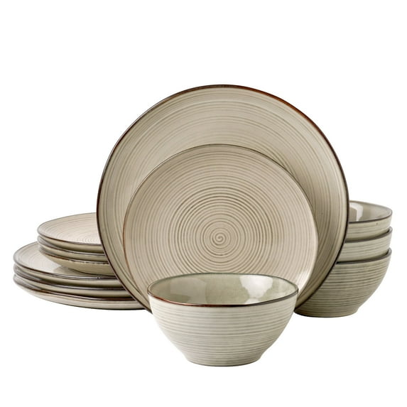 Famiware Stoneware Dinnerware Sets, 12 Piece Plates and Bowls, Dishes ...