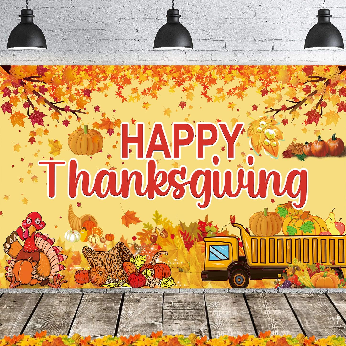 Famoby HAPPY Thanksgiving Fabric Sign Poster Banner Backdrop and ...
