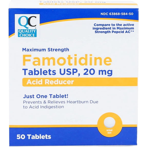 Famotidine 20 Mg Acid Controller Max-Strength Tablets 50 ct - Walmart.com