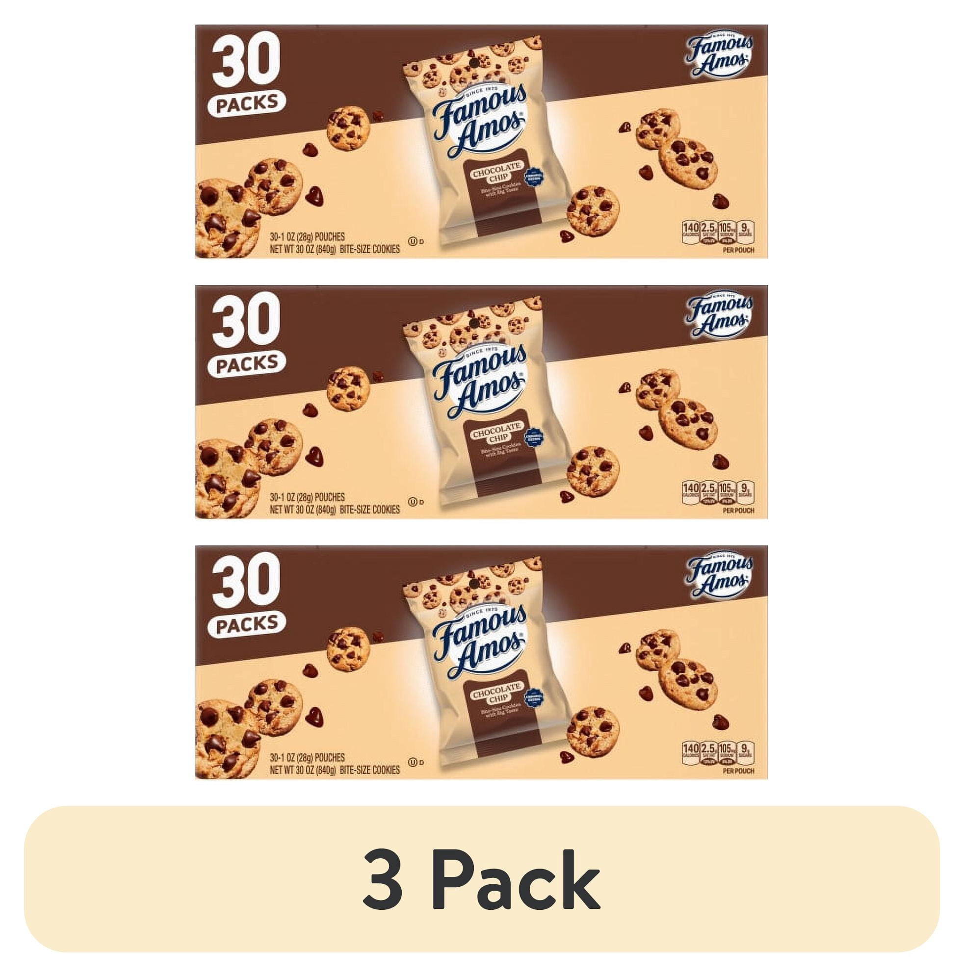 (3 pack) Famous Amos Classic Baked Chocolate Chip Cookies, 1 oz., 30 ...