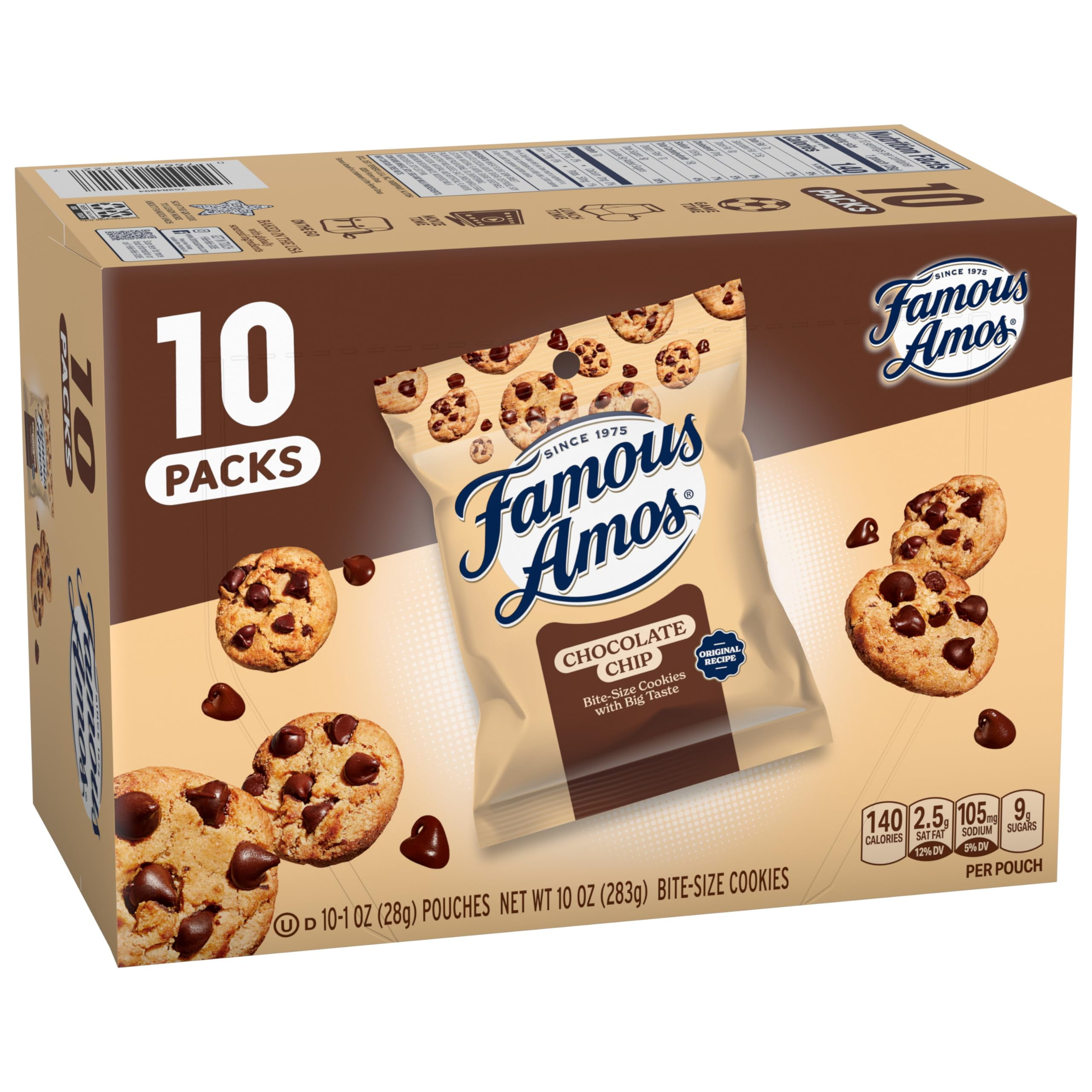 Famous Amos Original Recipe Chocolate Chip Bite-Size MDH1Cookies, 10 ...