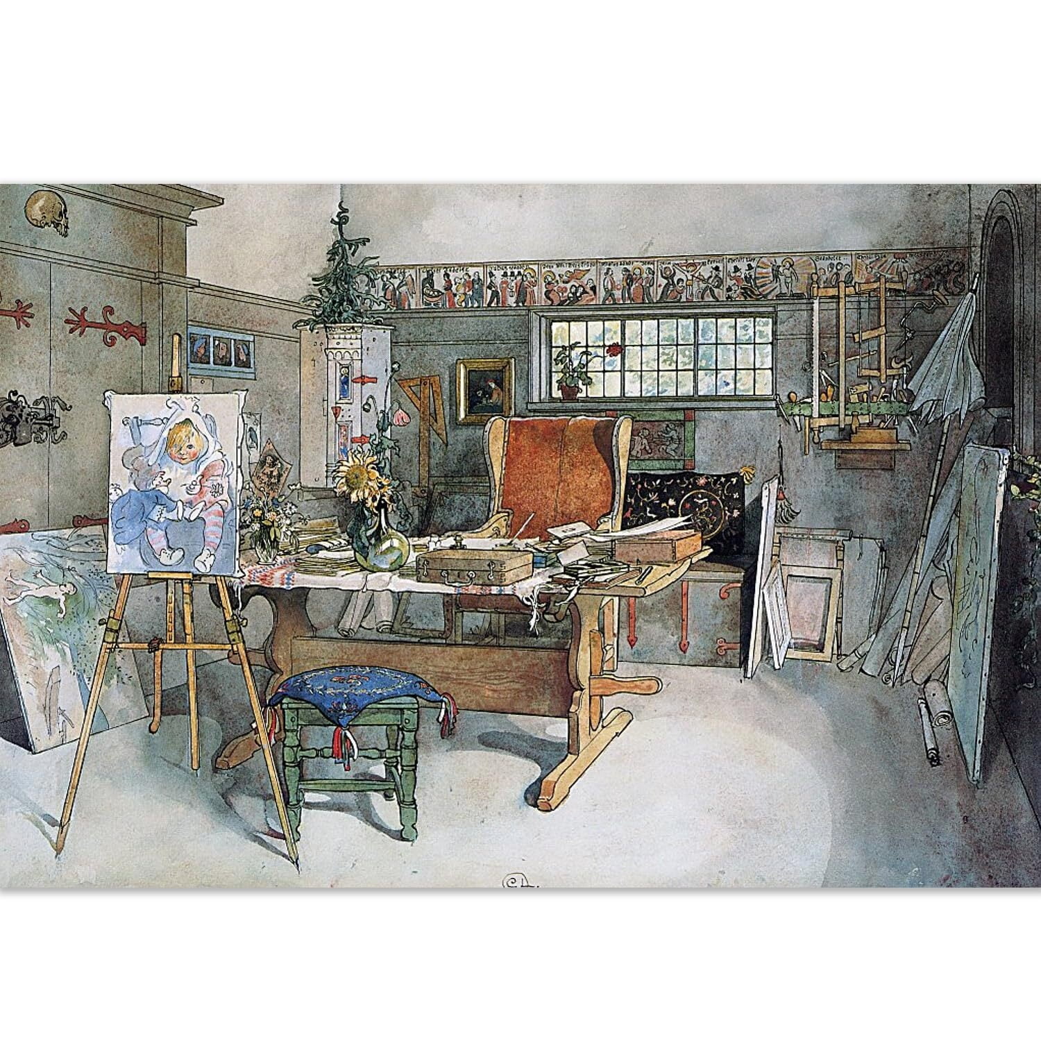 Famous Carl Larsson Posters The Studio Exhibition Wall Art Retro Canvas ...