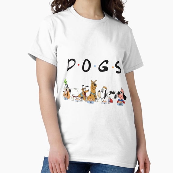 Famous Cartoon Dogs Group Coffee Shop Pop Culture Mashup Parody Tee T ...