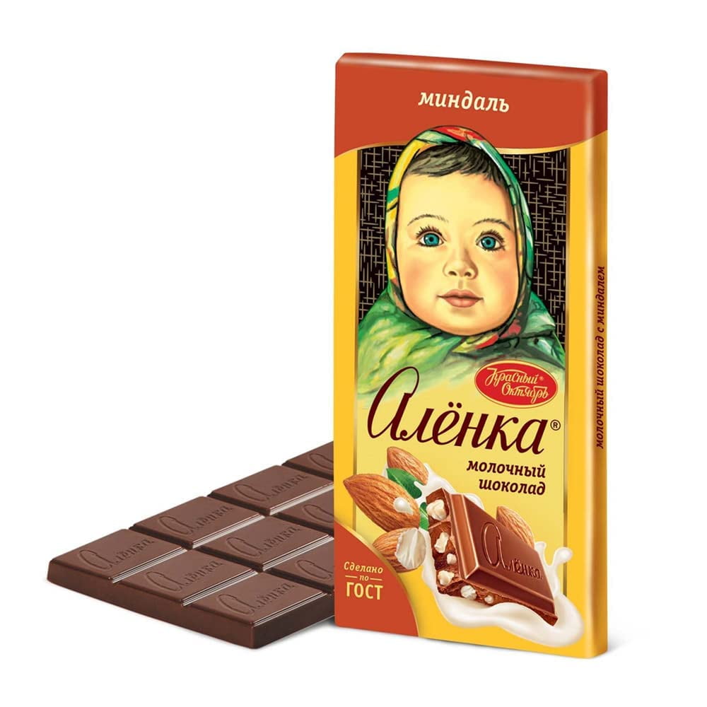 Famous Chocolate Bar "Alenka" with Almond by Red October - Candy Import ...