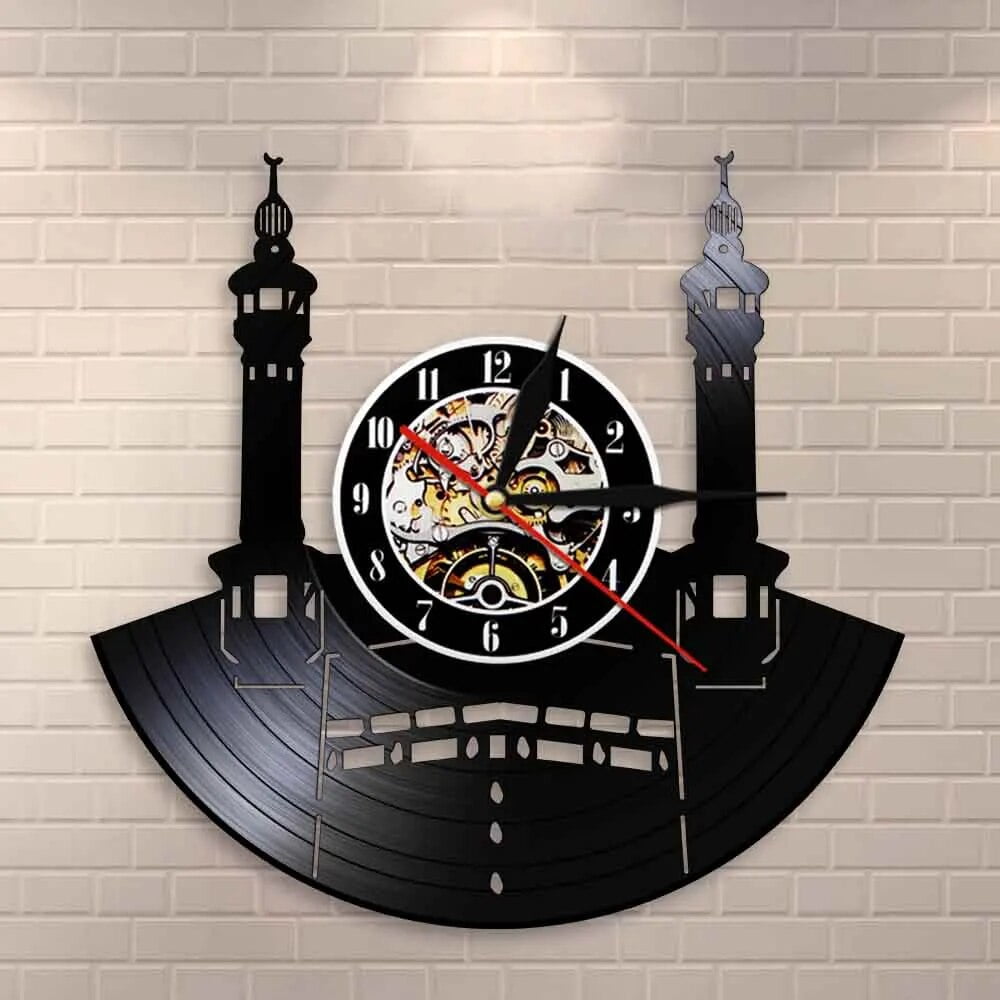 Famous City Mecca Wall Sign Vinyl Wall Clock,Vinyl Record Clock Wall ...