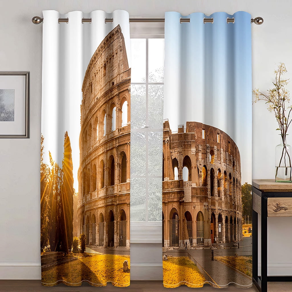 Famous City View Buildings Urban Archtecture Window Curtains Drapes for ...