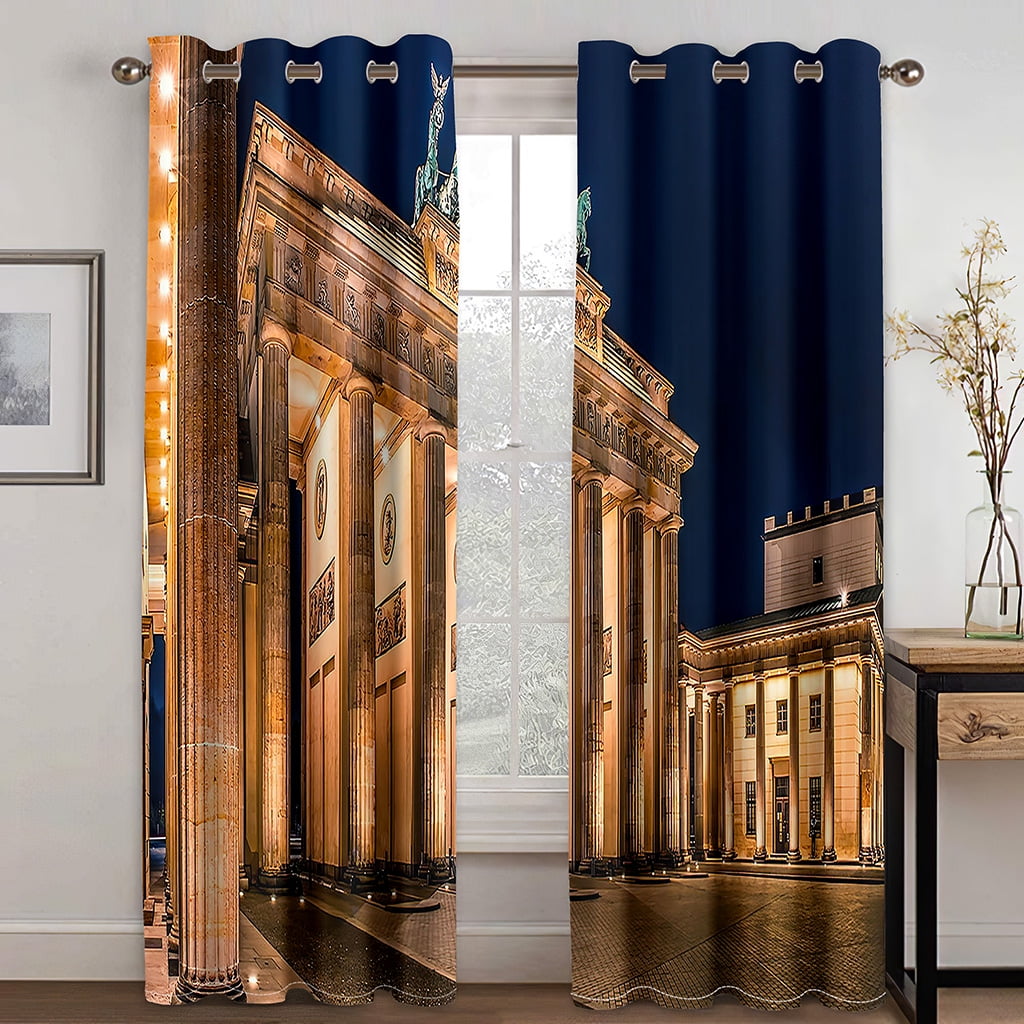 Famous City View Buildings Urban Archtecture Window Curtains Drapes for ...
