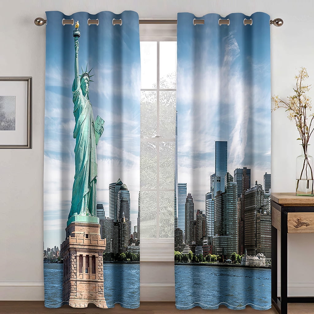Famous City View Buildings Urban Archtecture Window Curtains Drapes for ...