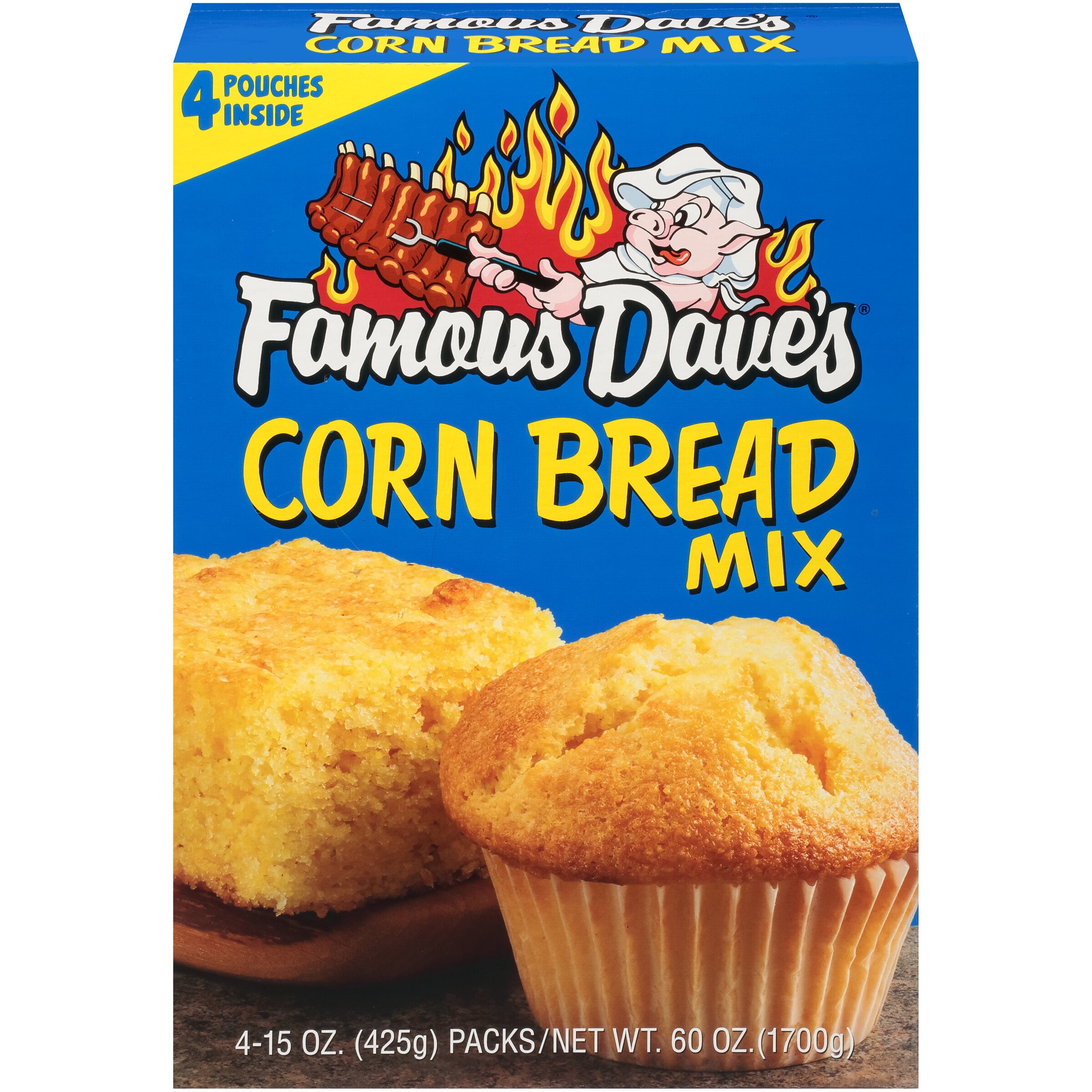 Famous Dave's 4-Pack Cornbread Mix, 15 oz Each Pouch, 60 oz Total ...