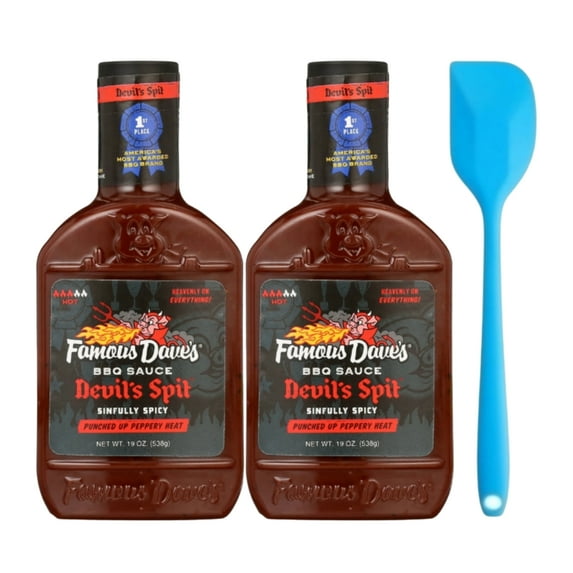 Famous Dave's Devil's Spit BBQ Sauce, 19 oz (2 pack) and 8in Silicone ...