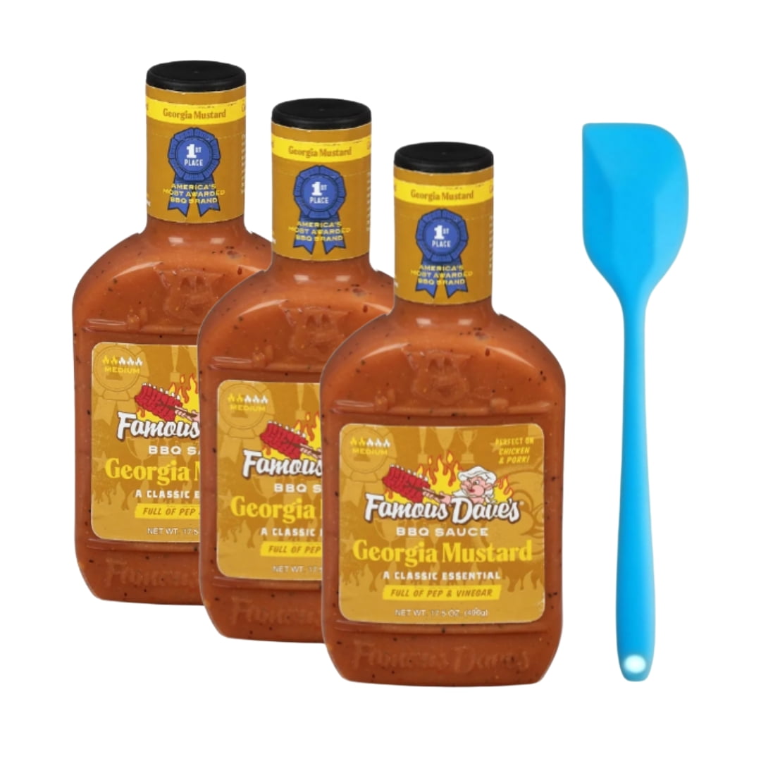 Famous Dave's Georgia Mustard BBQ Sauce 17.5 oz (3 pack) and 8in ...