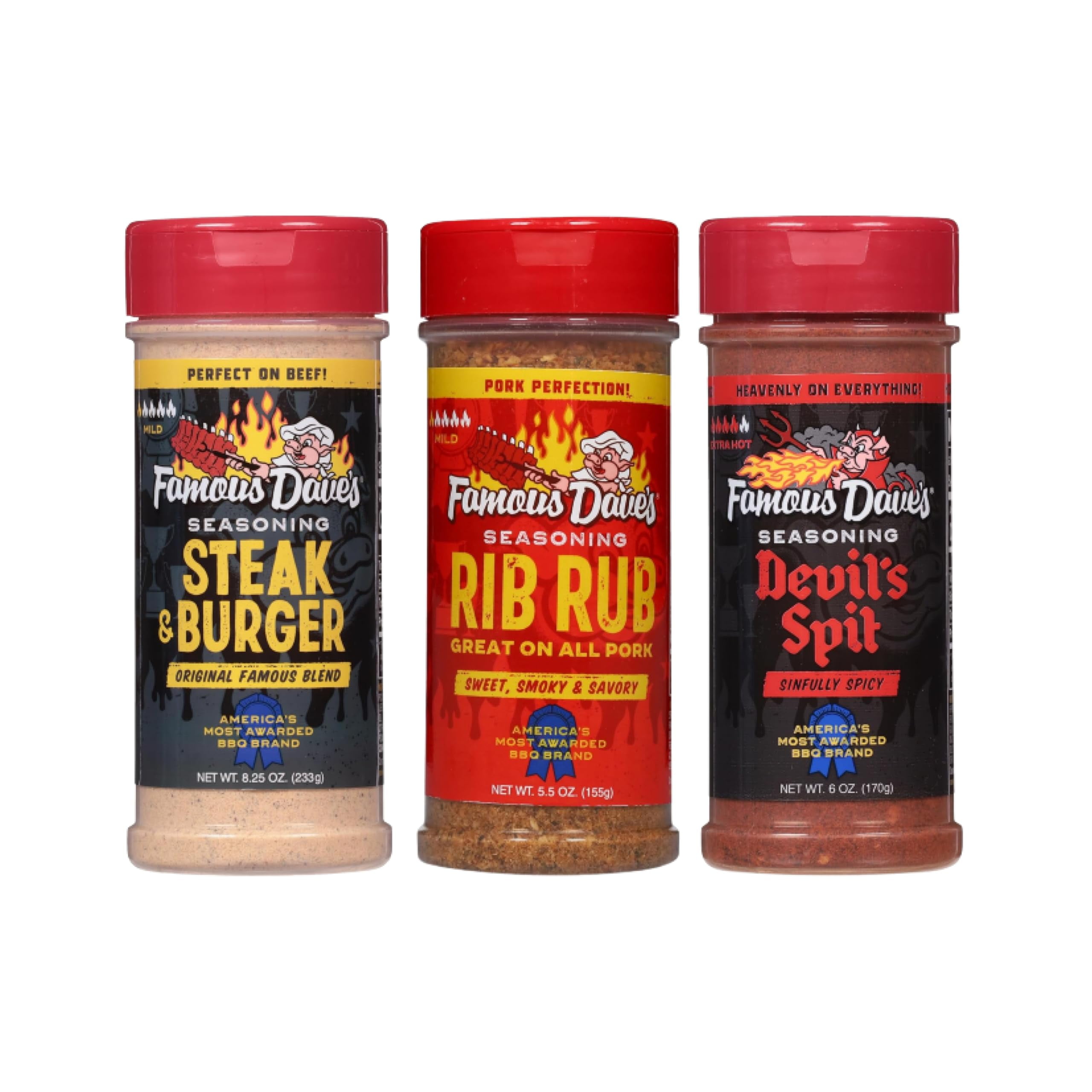 Famous Dave's Seasoning Variety Bundle - 3 pck, Steak & Burger, Rib Rub ...