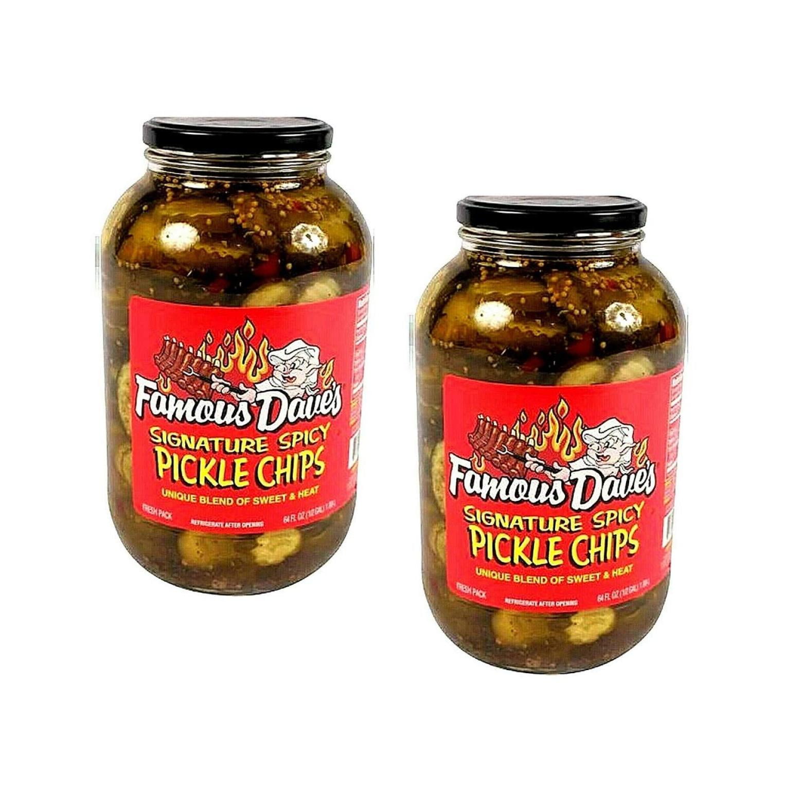 Famous Dave's Signature Spicy Pickle Chips Kosher 2 Large Glass Jars ...