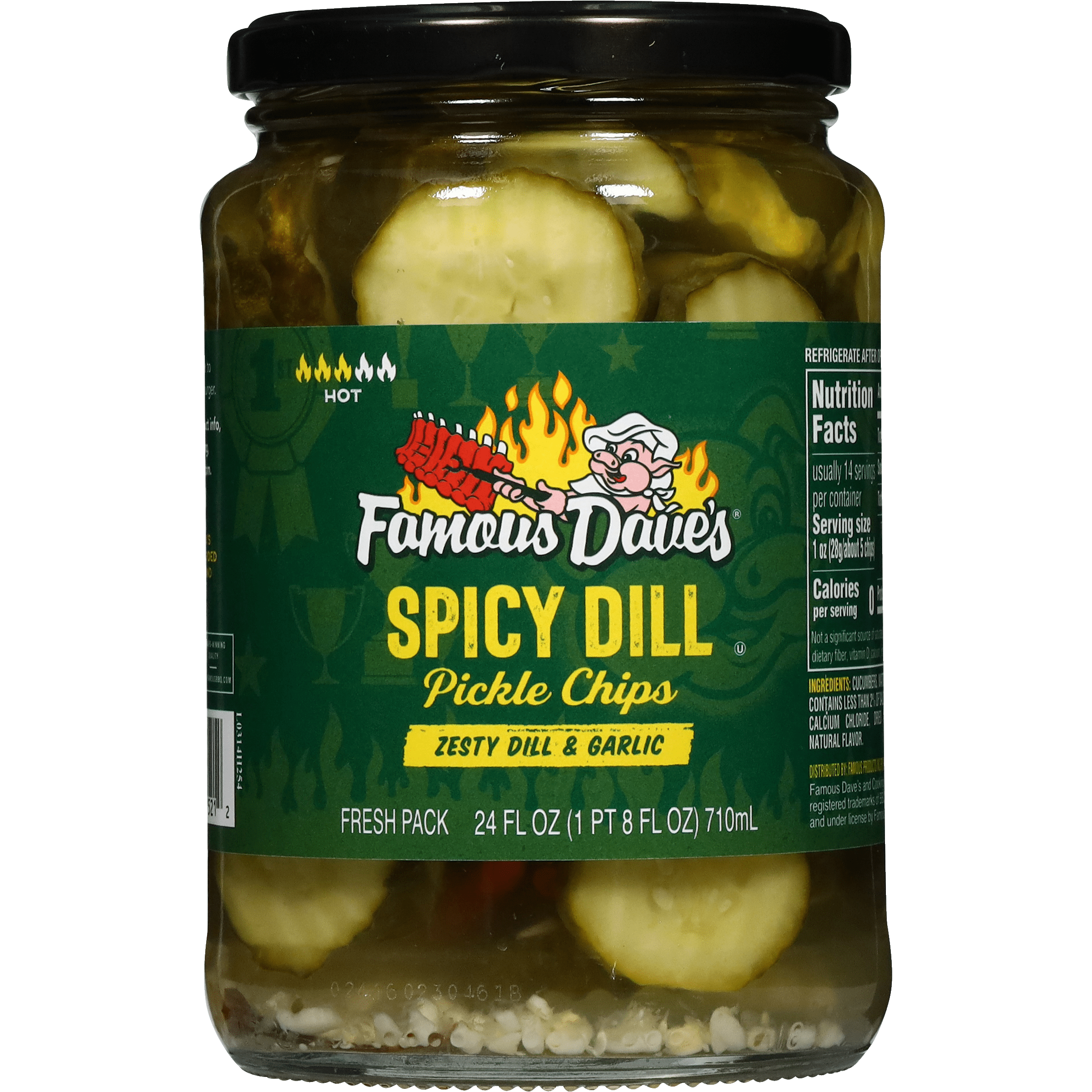 Famous Dave's Spicy Dill Pickle Chips 24 fl oz Jar with Zesty Dill ...
