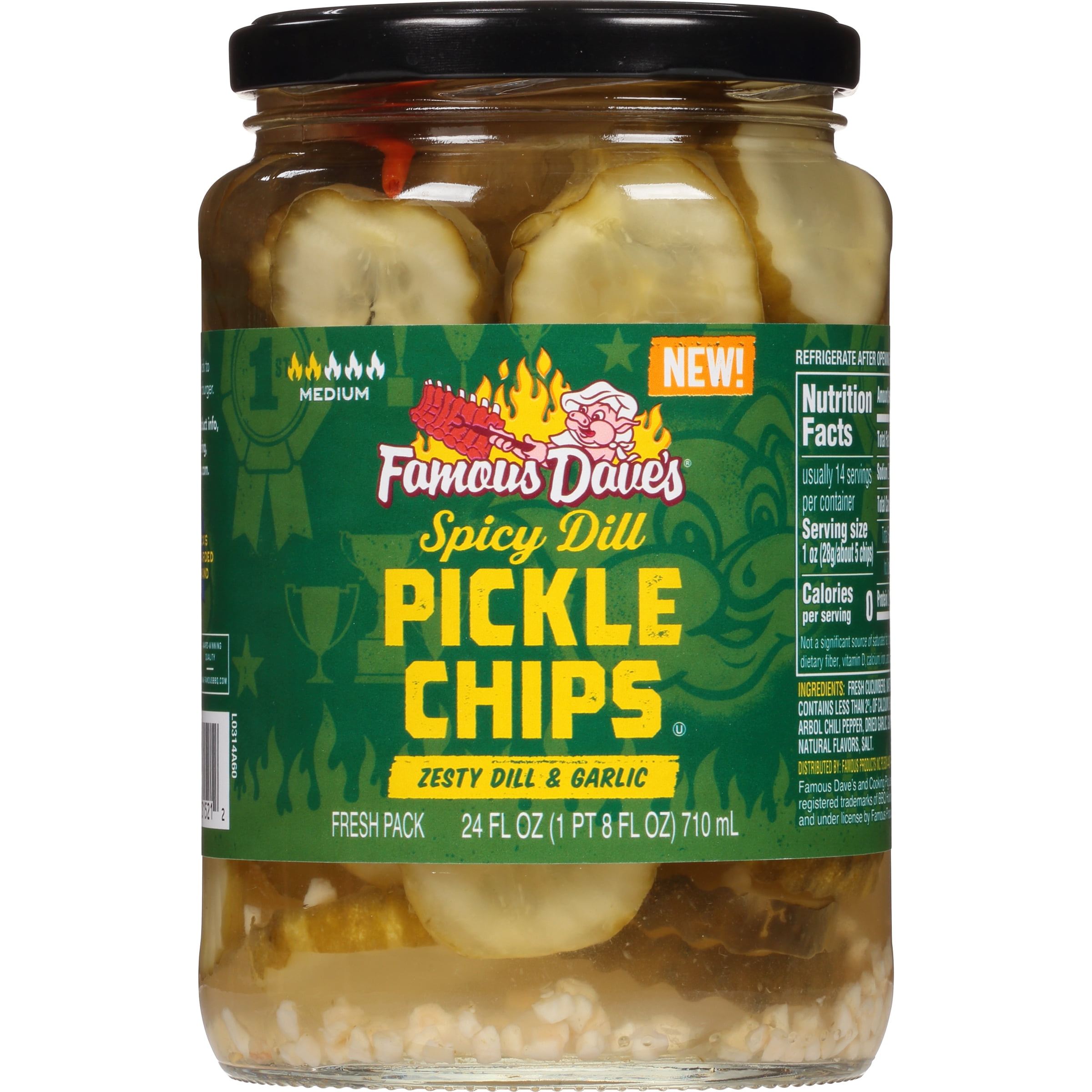 Famous Dave's Spicy Dill Pickle Chips, 24 fl oz Jar - Walmart.com