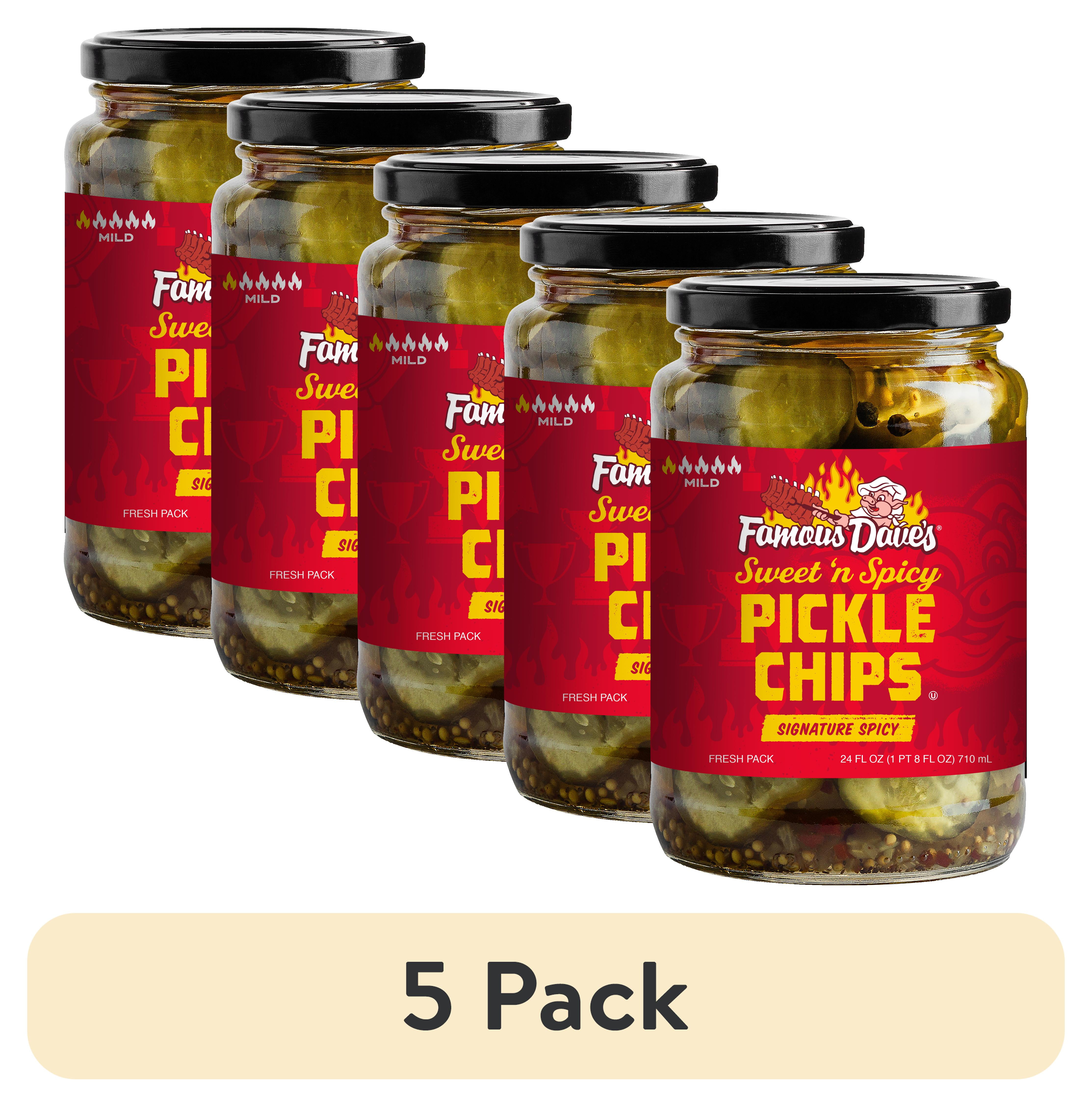 (5 pack) Famous Dave's Sweet 'N Spicy Pickle Chips, 24 fl oz Jar ...