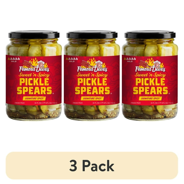 (3 pack) Famous Dave's Signature Sweet 'n Spicy Pickle Spears, 24 fl oz ...