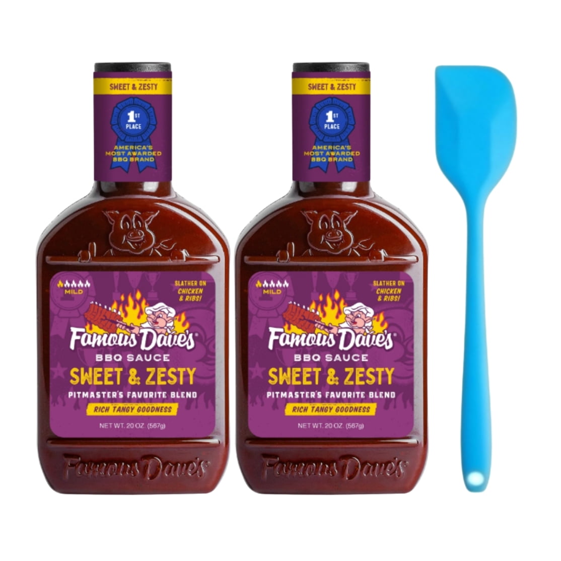 Famous Dave's Sweet & Zesty BBQ Sauce, 20 oz (2 pack) and 8in Silicone ...