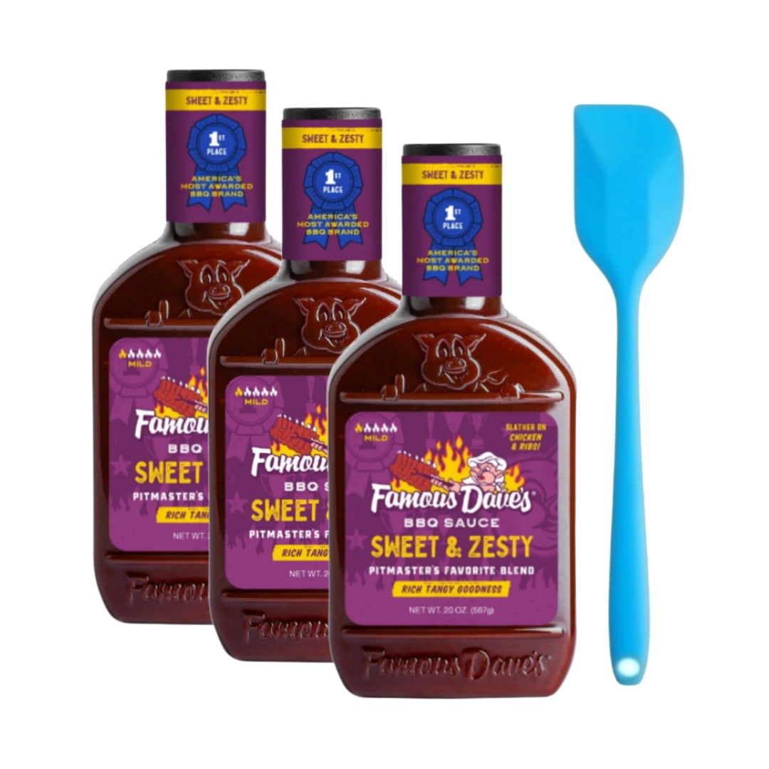 Famous Dave's Sweet & Zesty BBQ Sauce, 20 oz (3 pack) and 8in Silicone ...