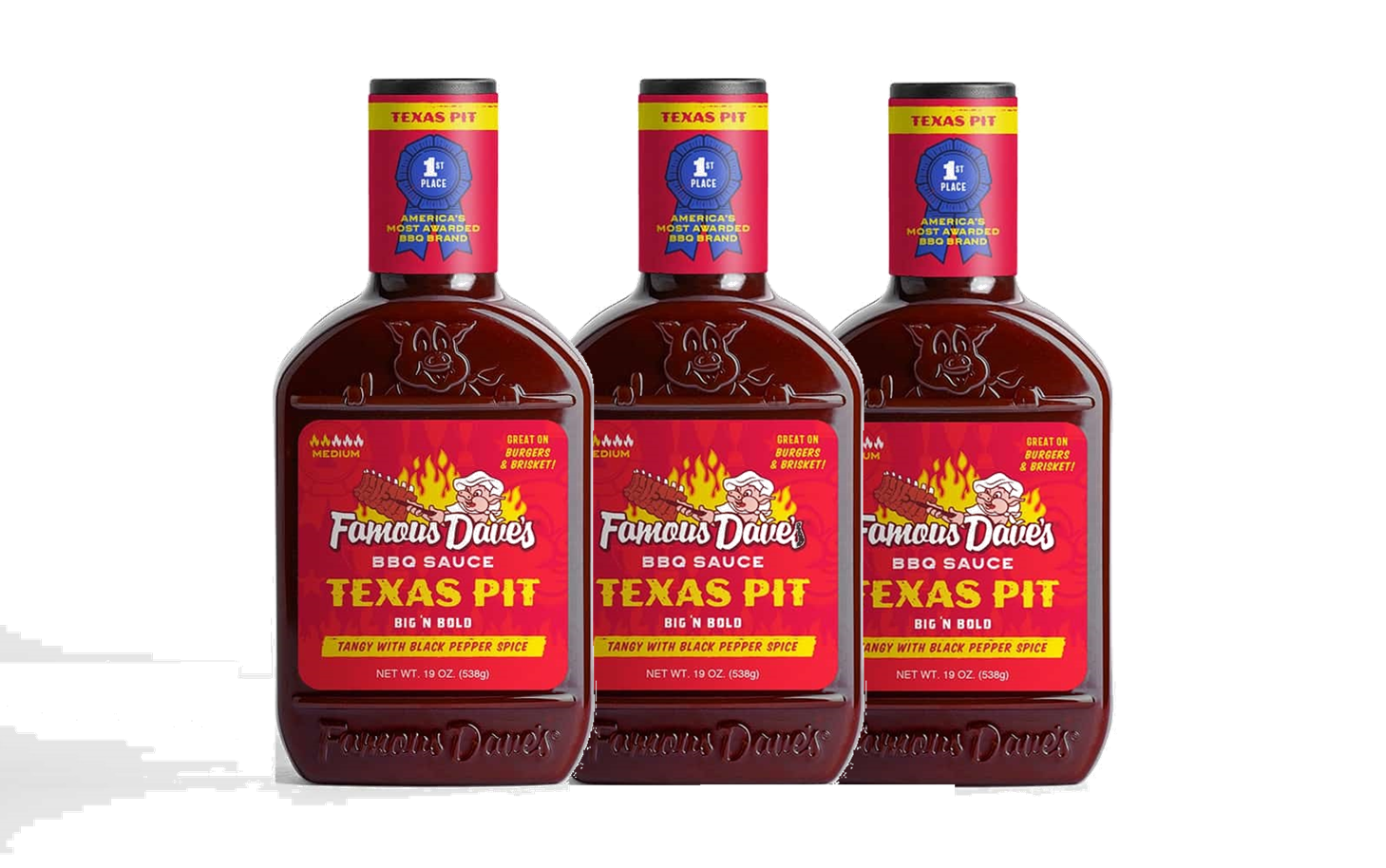 Famous Dave's Texas Pit Big n' Bold BBQ Sauce, 3-Pack 19 oz. Bottles ...