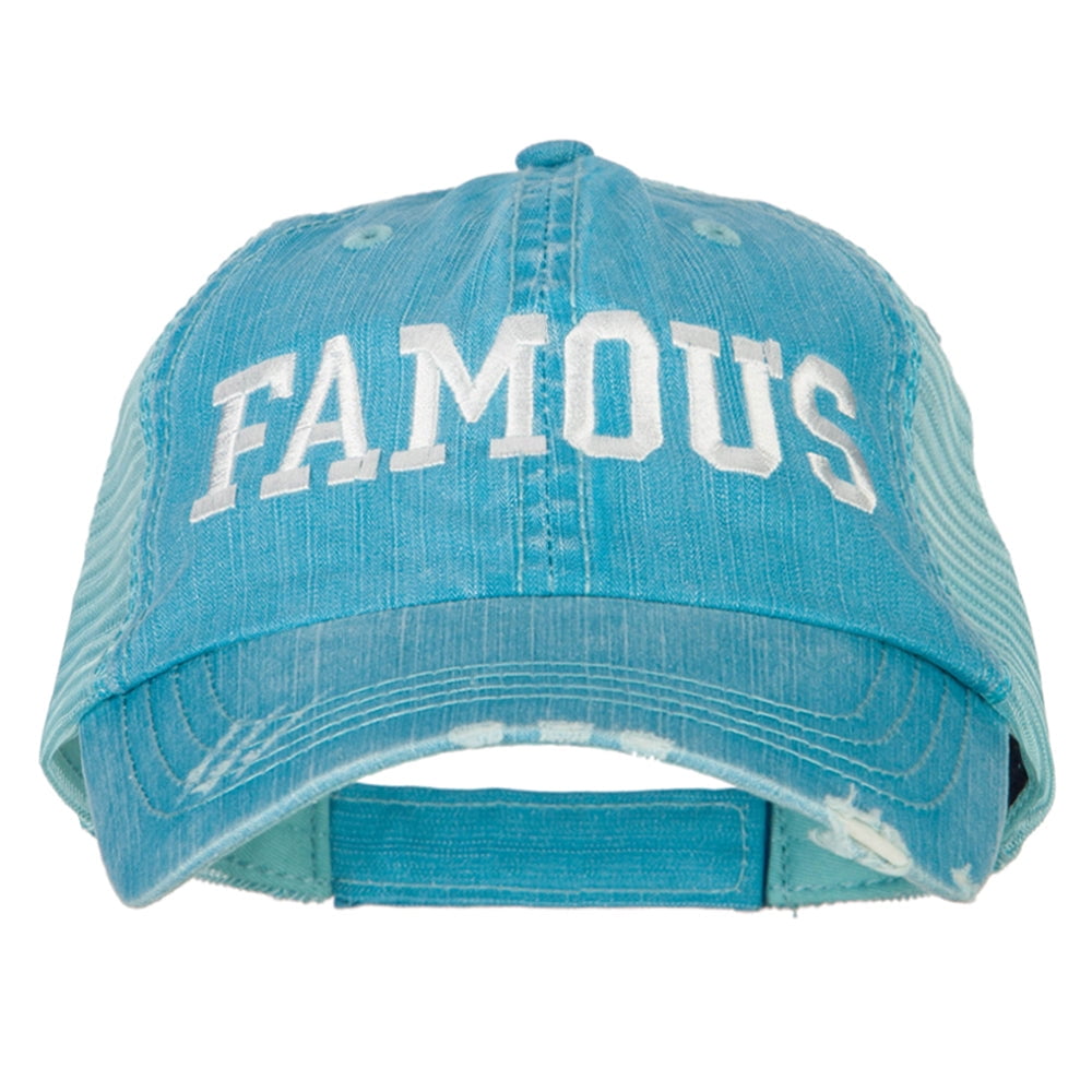 Famous Embroidered Low Profile Cotton Mesh Cap - Aqua OSFM - Walmart.com