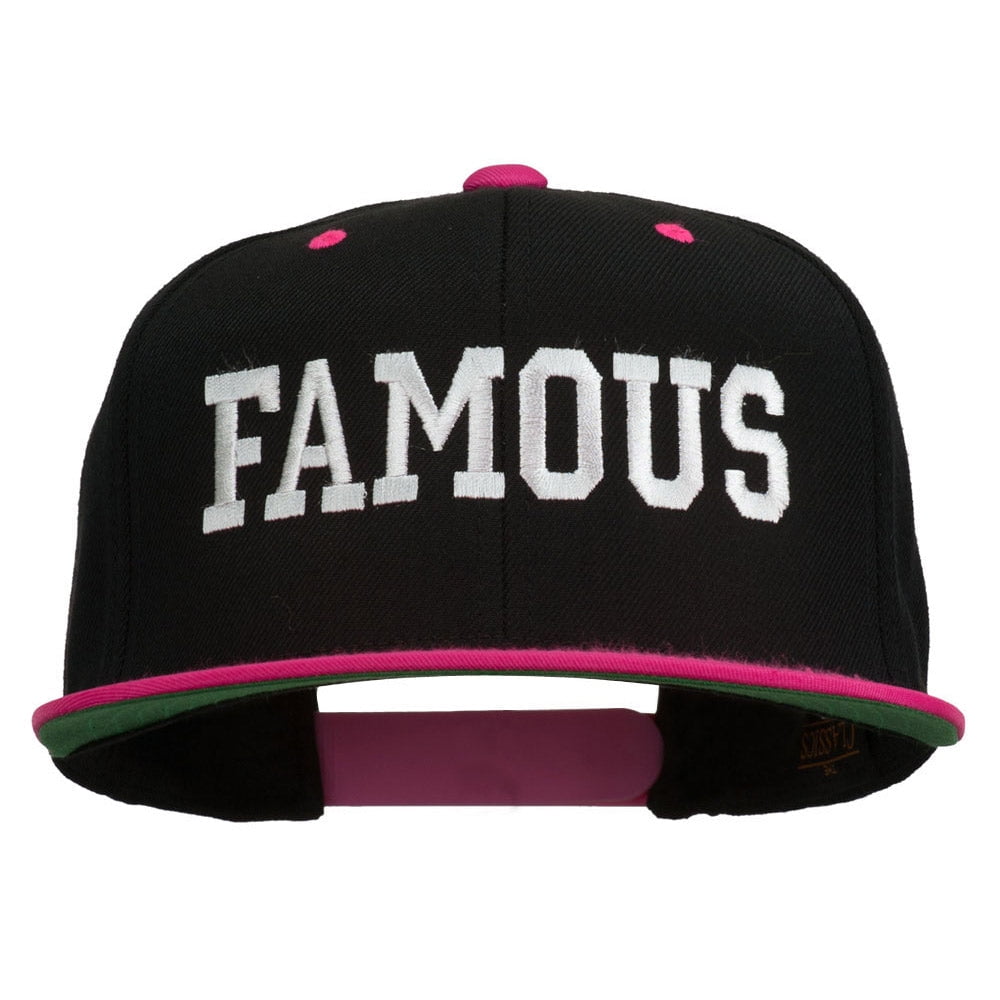 Famous Embroidered Two Tone Snapback Cap - Black Pink OSFM - Walmart.com