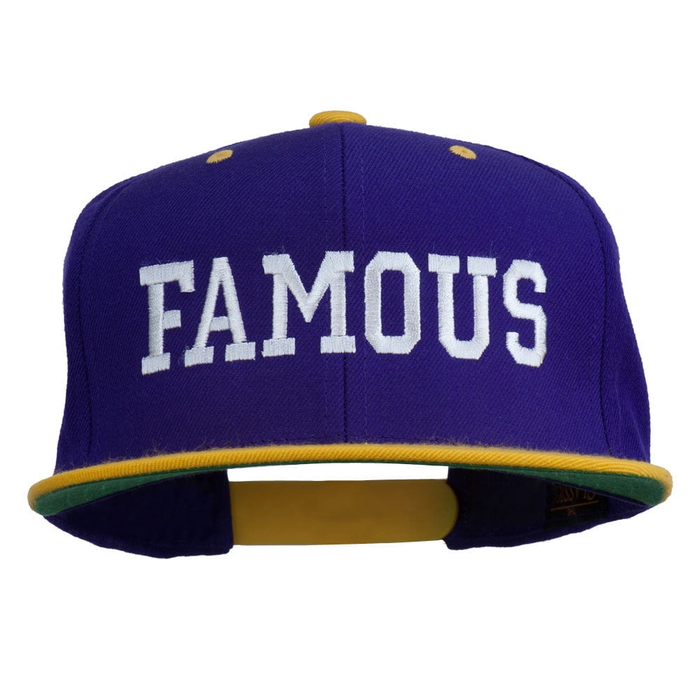 Famous Embroidered Two Tone Snapback Cap - Purple Gold OSFM - Walmart.com