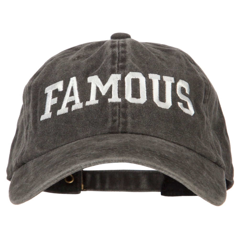 Famous Embroidered Washed Cotton Twill Cap - Black OSFM - Walmart.com